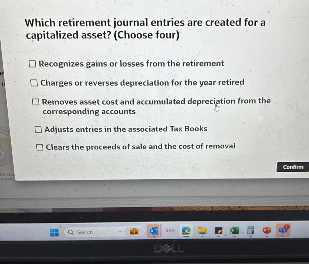 Which retirement journal entries are created | StudyX