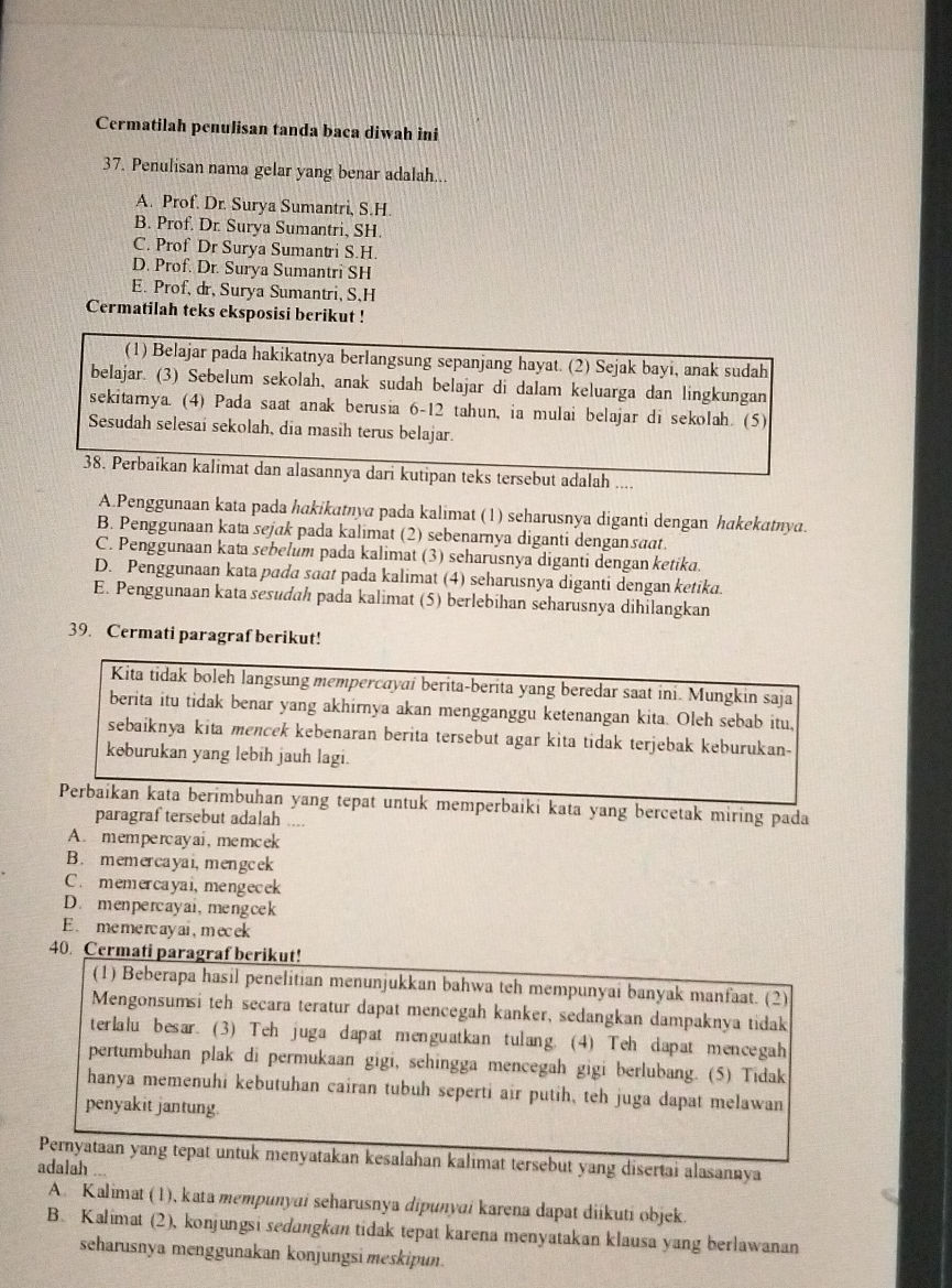 37. Penulisan nama gelar yang benar | StudyX