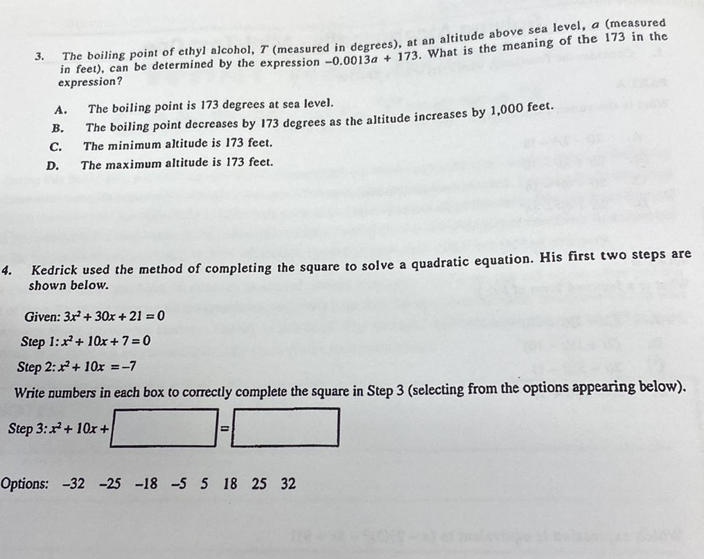 3. The boiling point of ethyl alcohol, T | StudyX