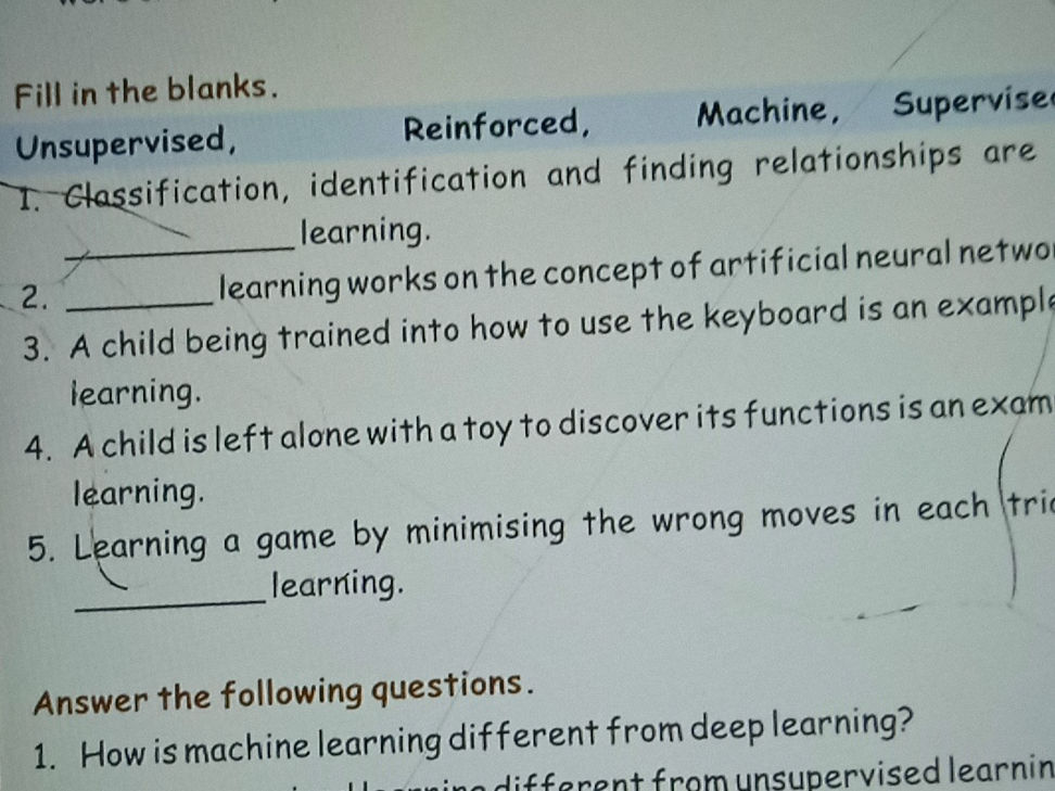 Fill in the blanks. Unsupervised, | StudyX