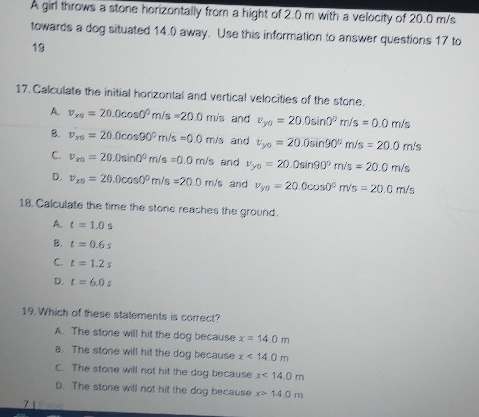 A girl throws a stone horizontally from a | StudyX