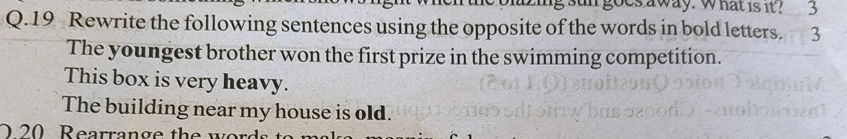 Q.19 Rewrite the following sentences using | StudyX