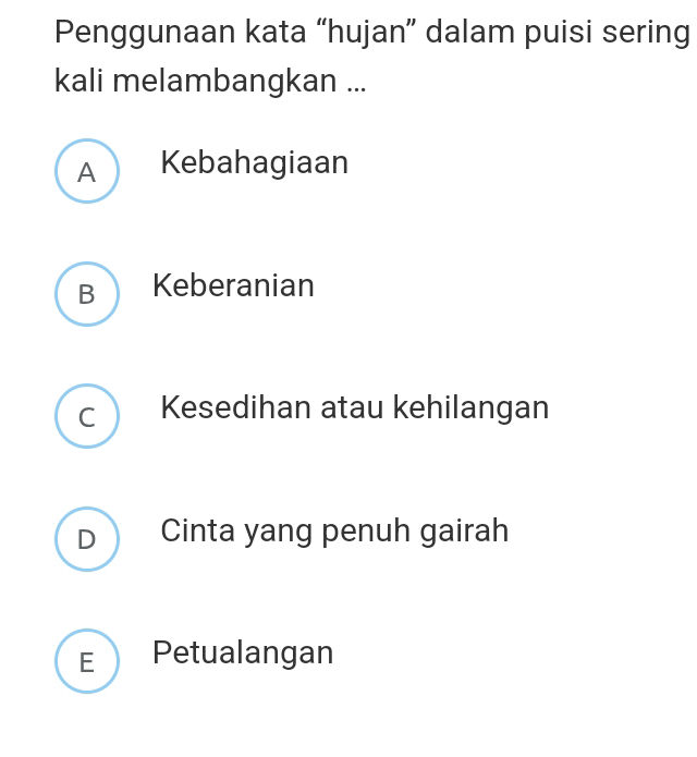 Penggunaan kata "hujan" dalam puisi sering | StudyX