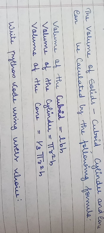 The Volume of Solids - Cuboid Cylinder and | StudyX