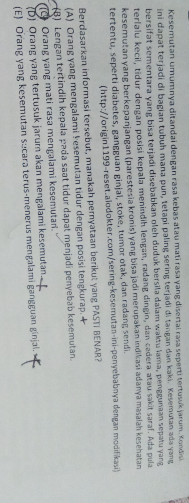 Berdasarkan informasi tersebut, manakah | StudyX