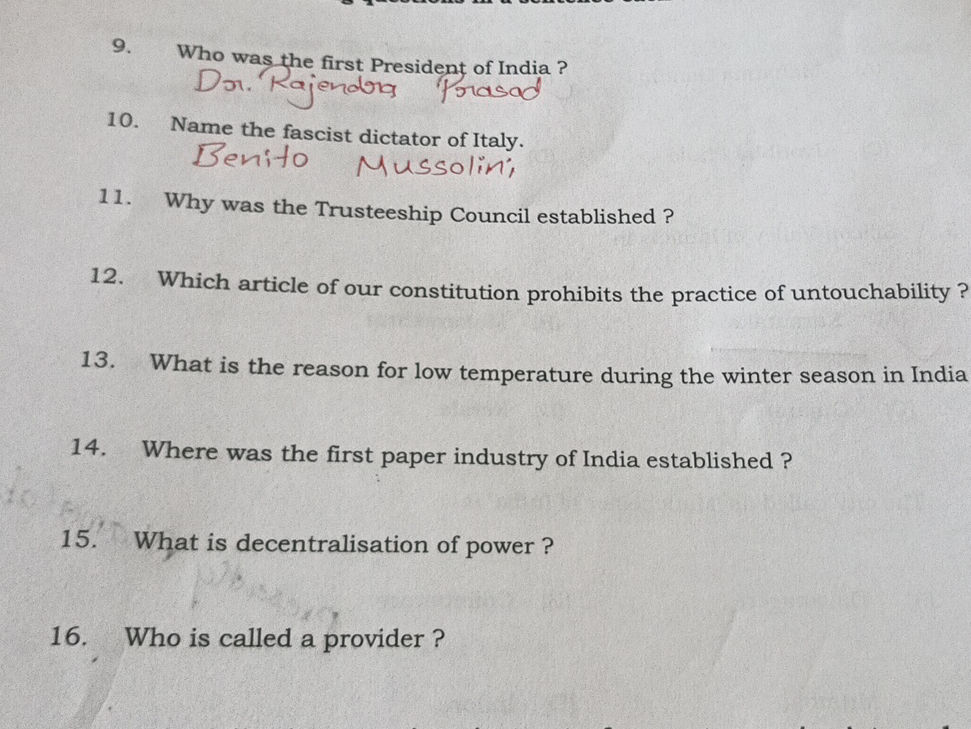 9. Who was the first President of India ? | StudyX