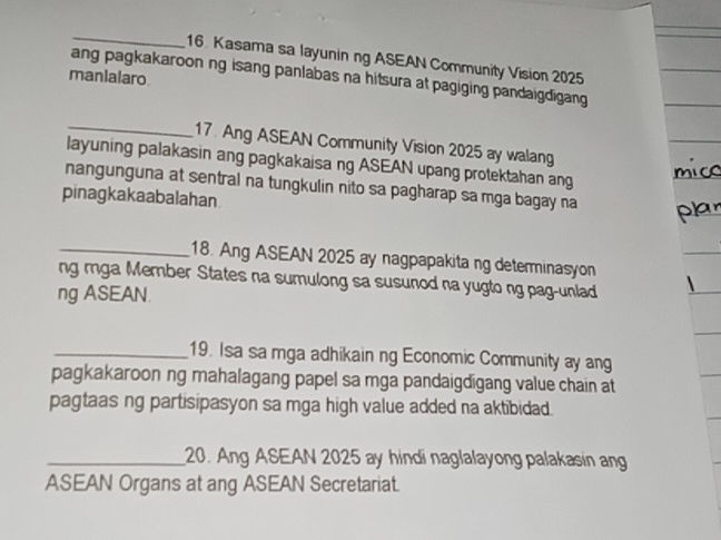 16. Kasama sa layunin ng ASEAN Community | StudyX