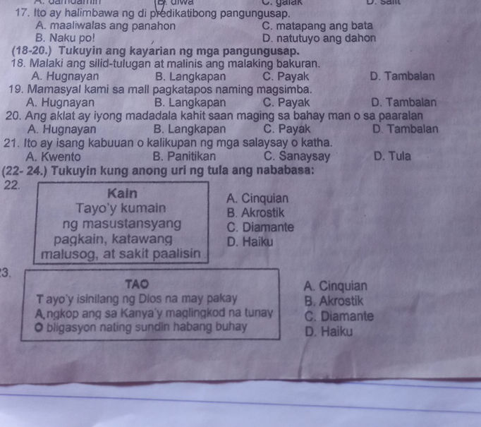 Ito ay halimbawa ng di predikatibong