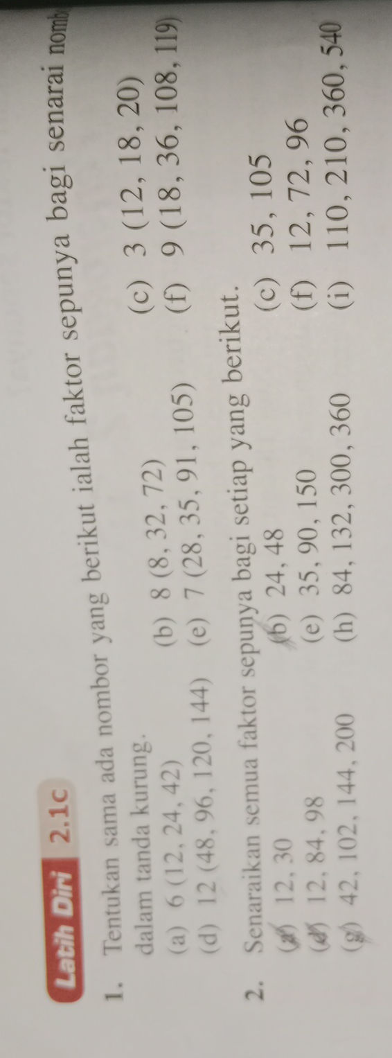 1. Tentukan sama ada nombor yang berikut | StudyX