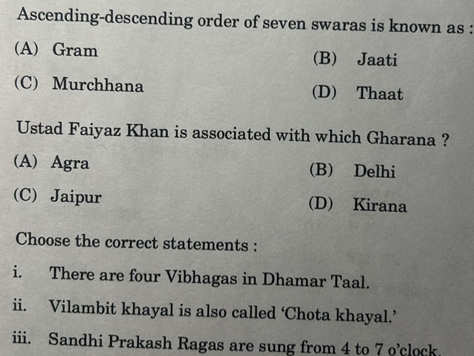 Ascending-descending order of seven swaras