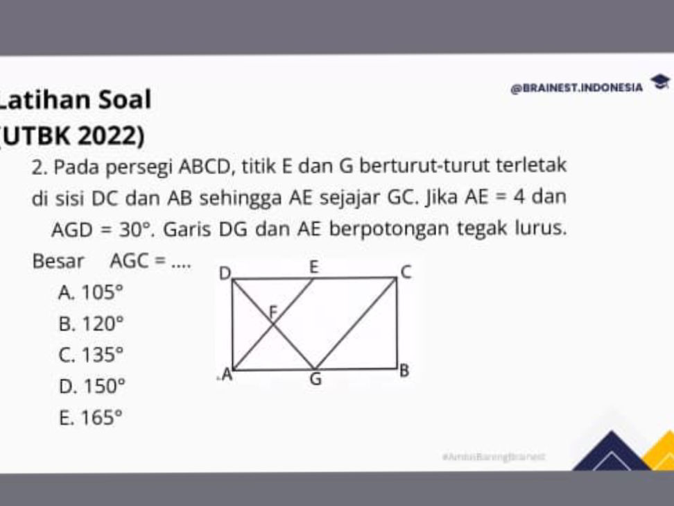 2. Pada persegi ABCD, titik E dan G | StudyX