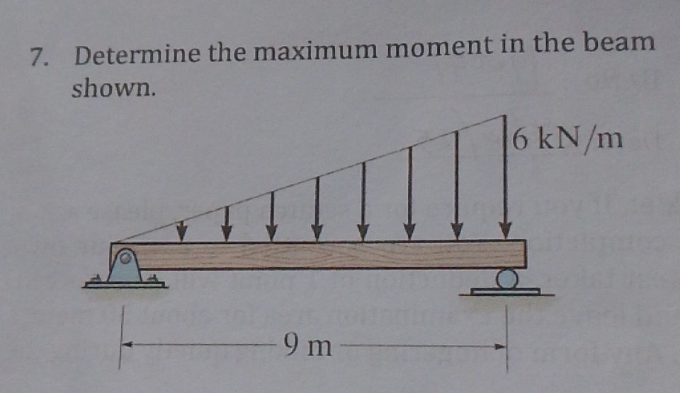 7. Determine the maximum moment in the beam | StudyX