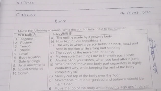 Match the following columns. Write the | StudyX