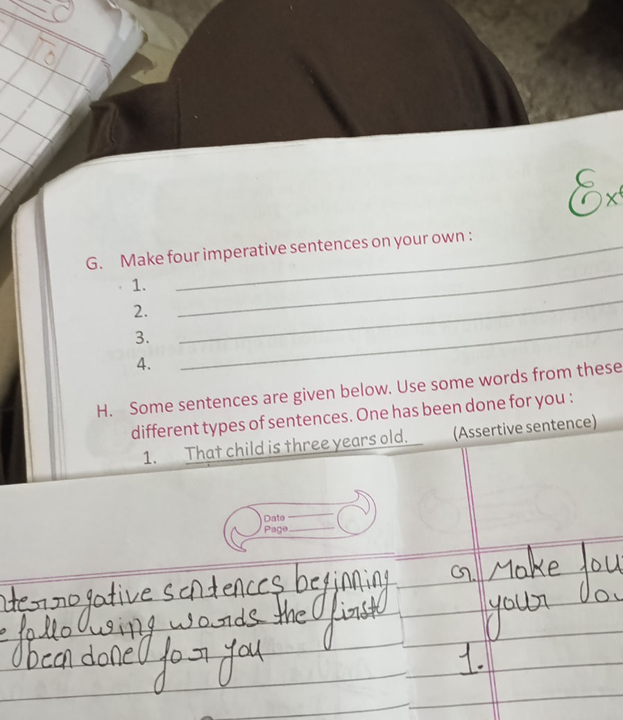 G. Make four imperative sentences on your | StudyX