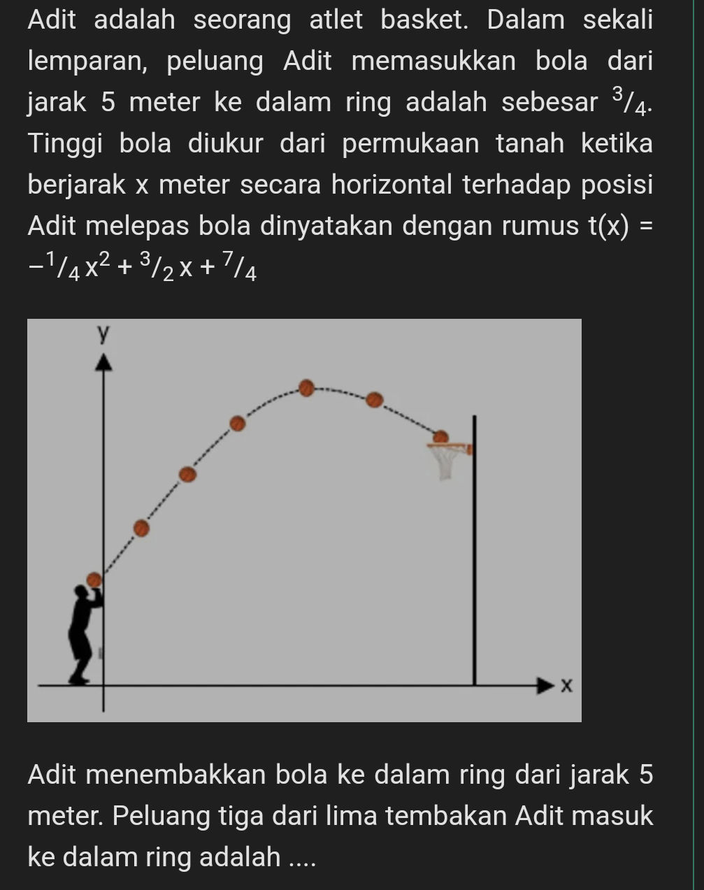 Adit adalah seorang atlet basket. Dalam | StudyX