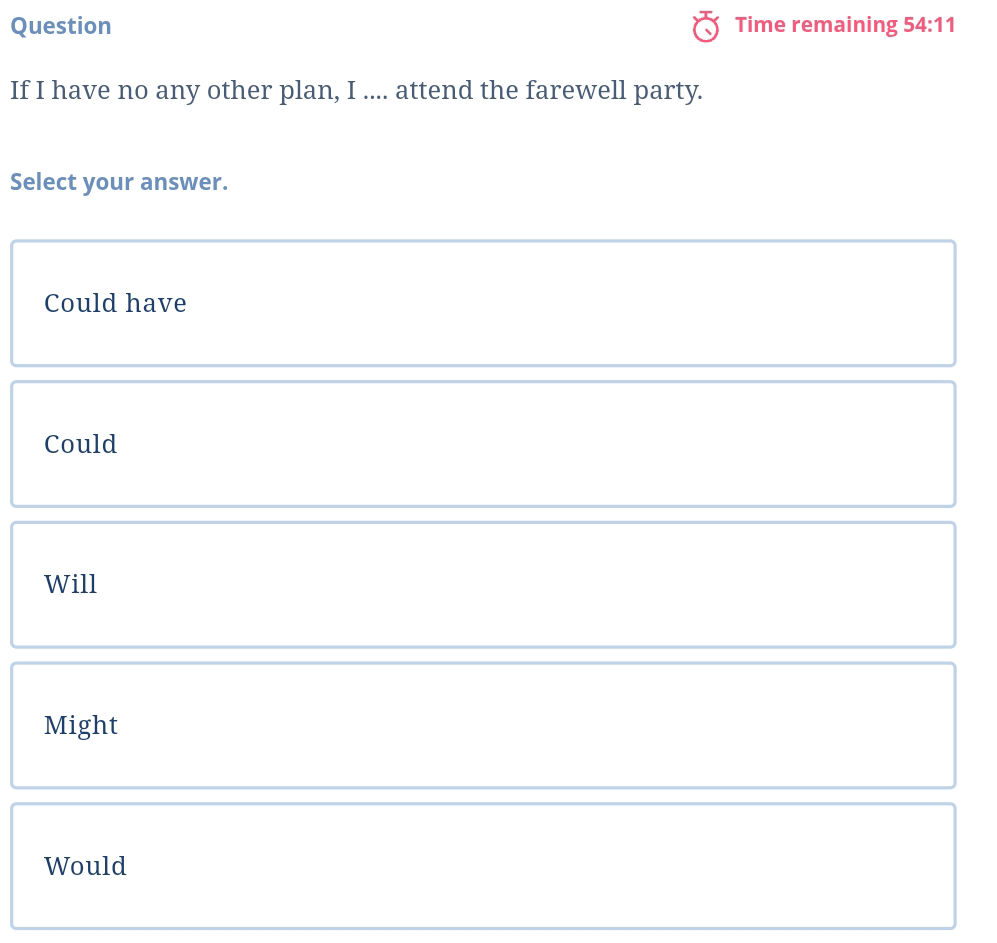 If I have no any other plan, I .... attend | StudyX