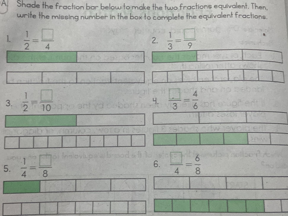 Shade the fraction bar below to make the two | StudyX