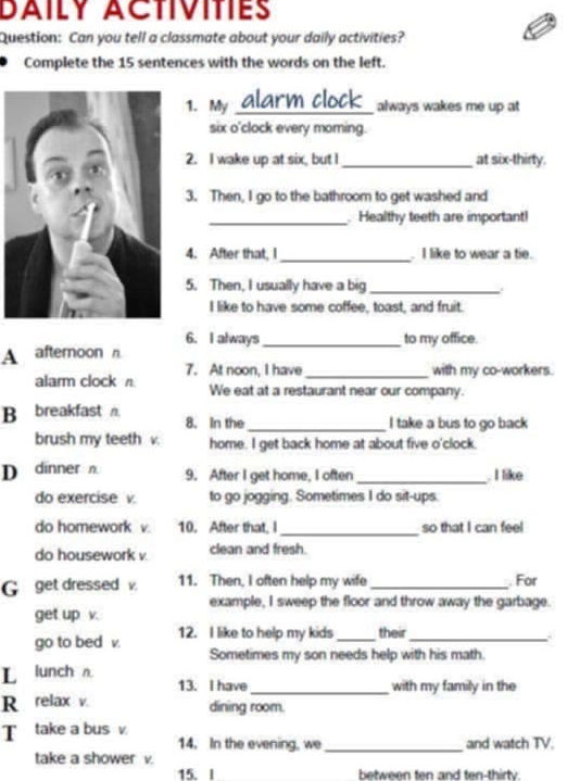 DAILY ACTIVITIES Question: Can you tell a | StudyX