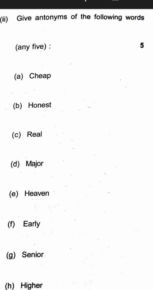 (ii) Give antonyms of the following words | StudyX