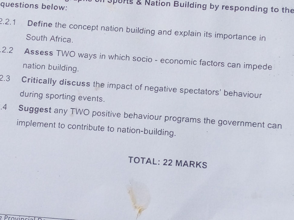 2.2.1 Define the concept nation building and | StudyX