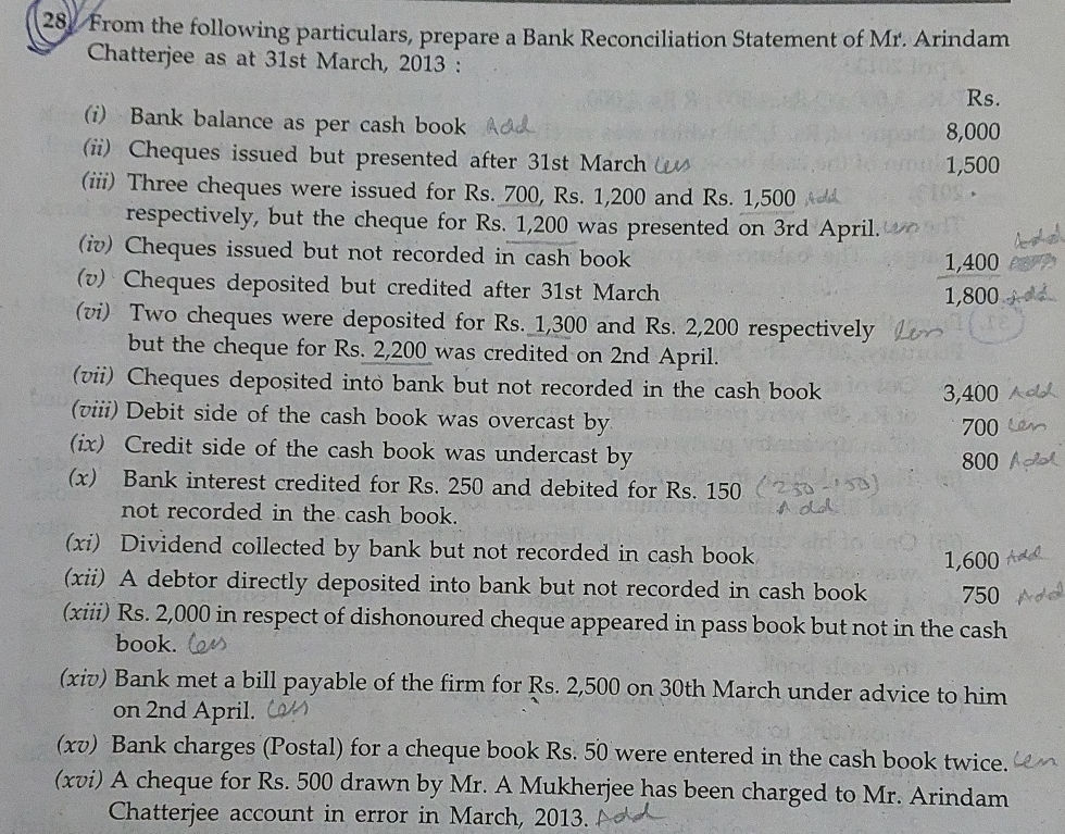 From the following particulars, prepare a | StudyX