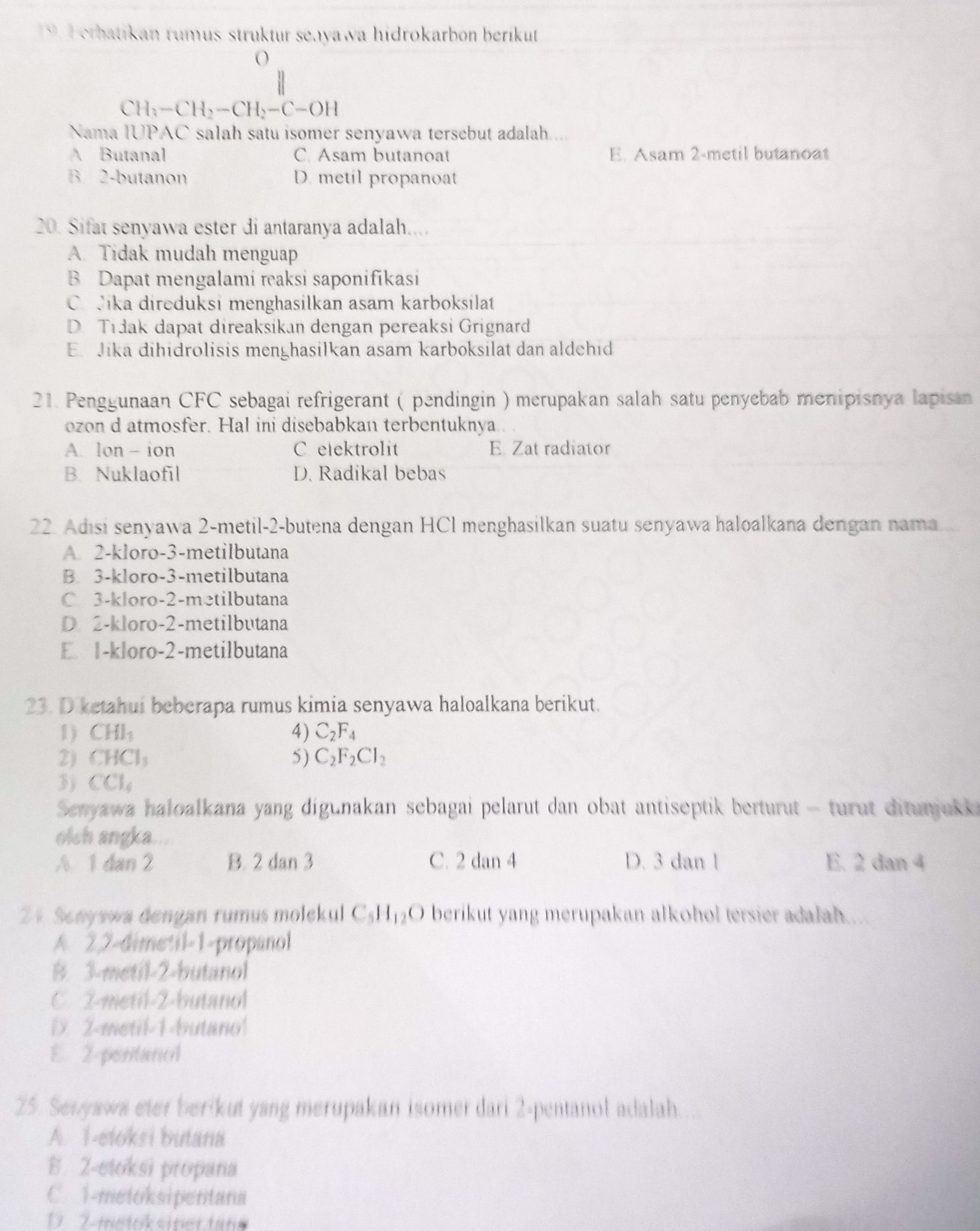 19. Perhatikan rumus struktur senyawa | StudyX