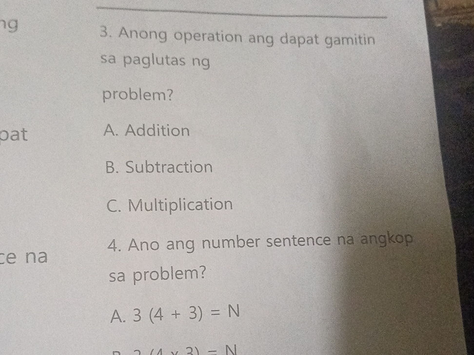 3. Anong operation ang dapat gamitin sa | StudyX