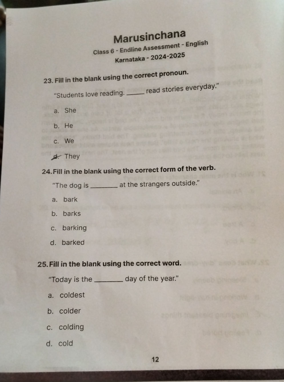 23. Fill in the blank using the correct | StudyX