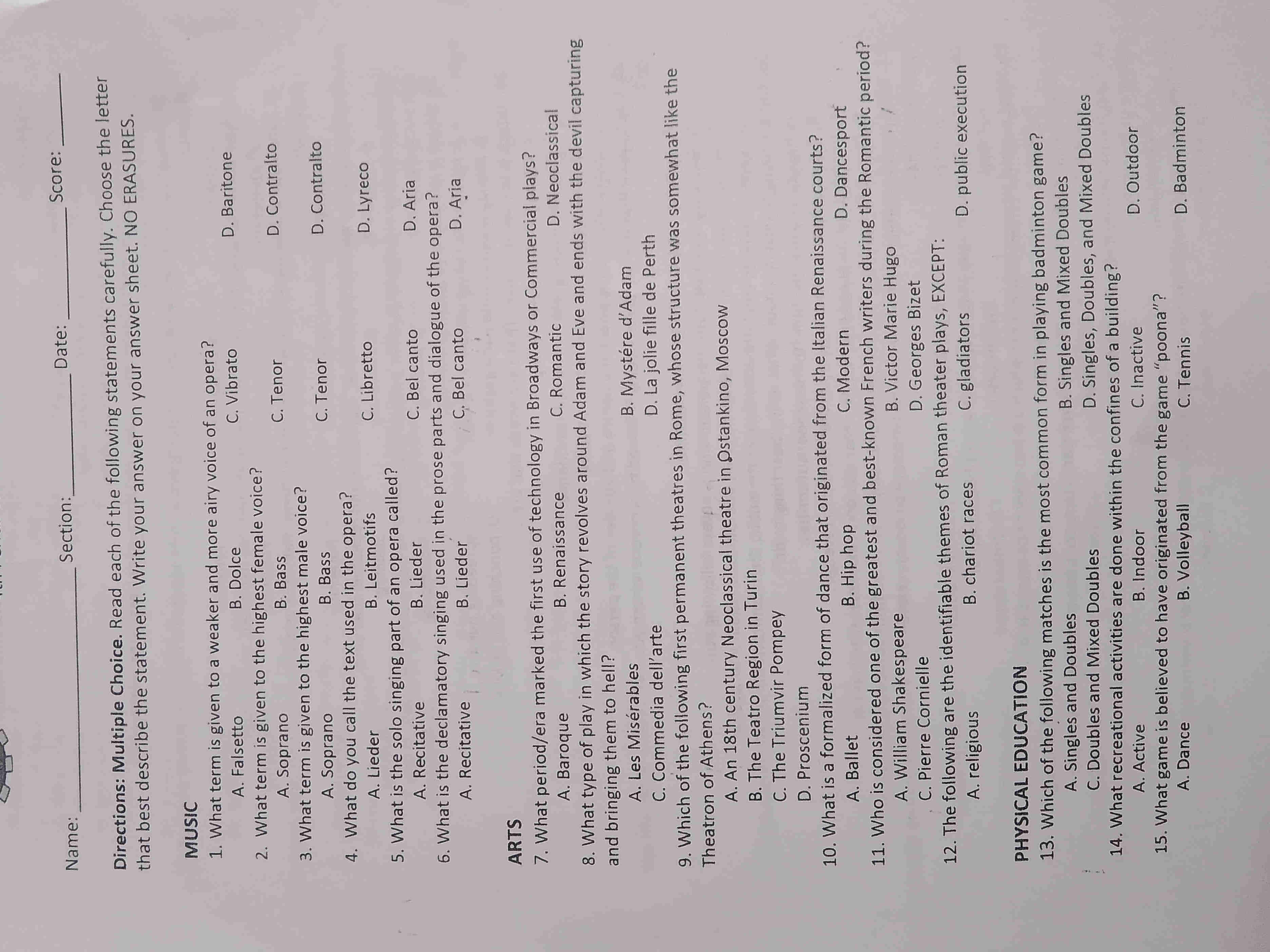 Directions: Multiple Choice. Read each of | StudyX