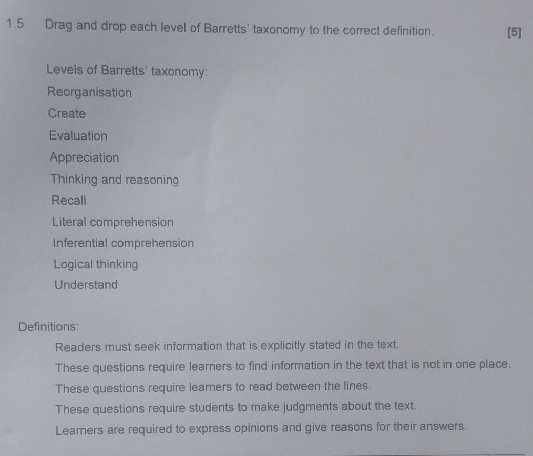 Drag and drop each level of Barretts' | StudyX