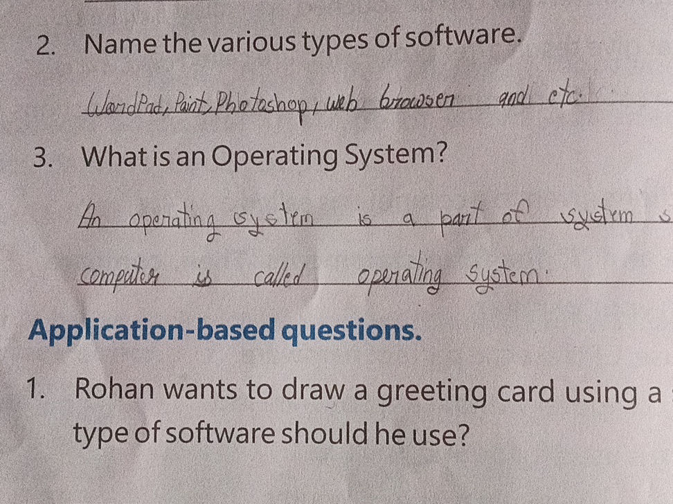 2. Name the various types of software. | StudyX
