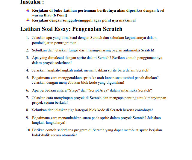 1. Jelaskan apa yang dimaksud dengan Scratch | StudyX