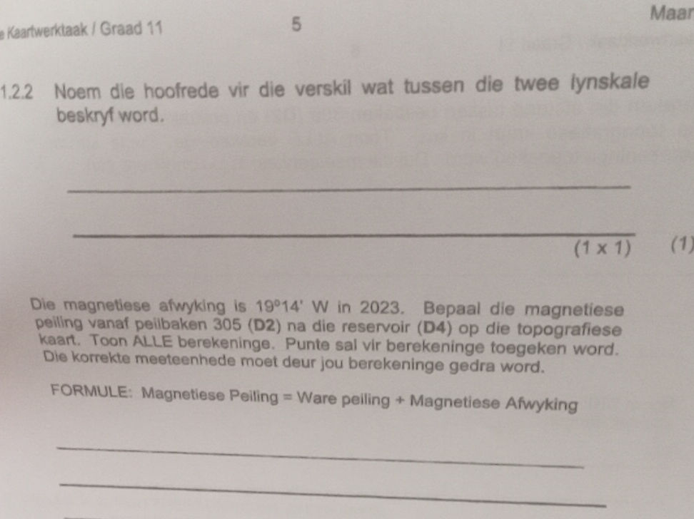1.2.2 Noem die hoofrede vir die verskil wat | StudyX