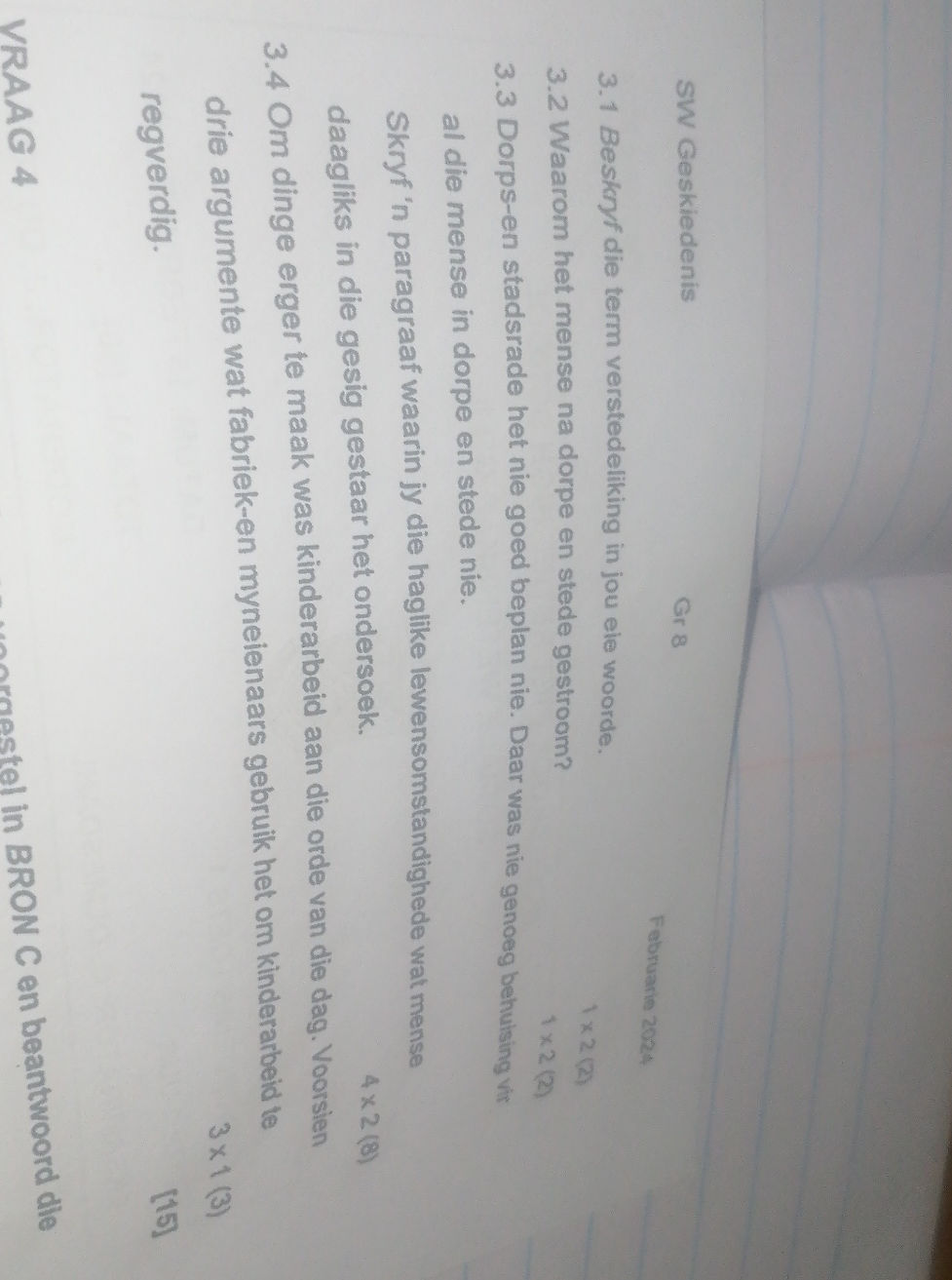 3.1 Beskryf die term verstedeliking in jou | StudyX