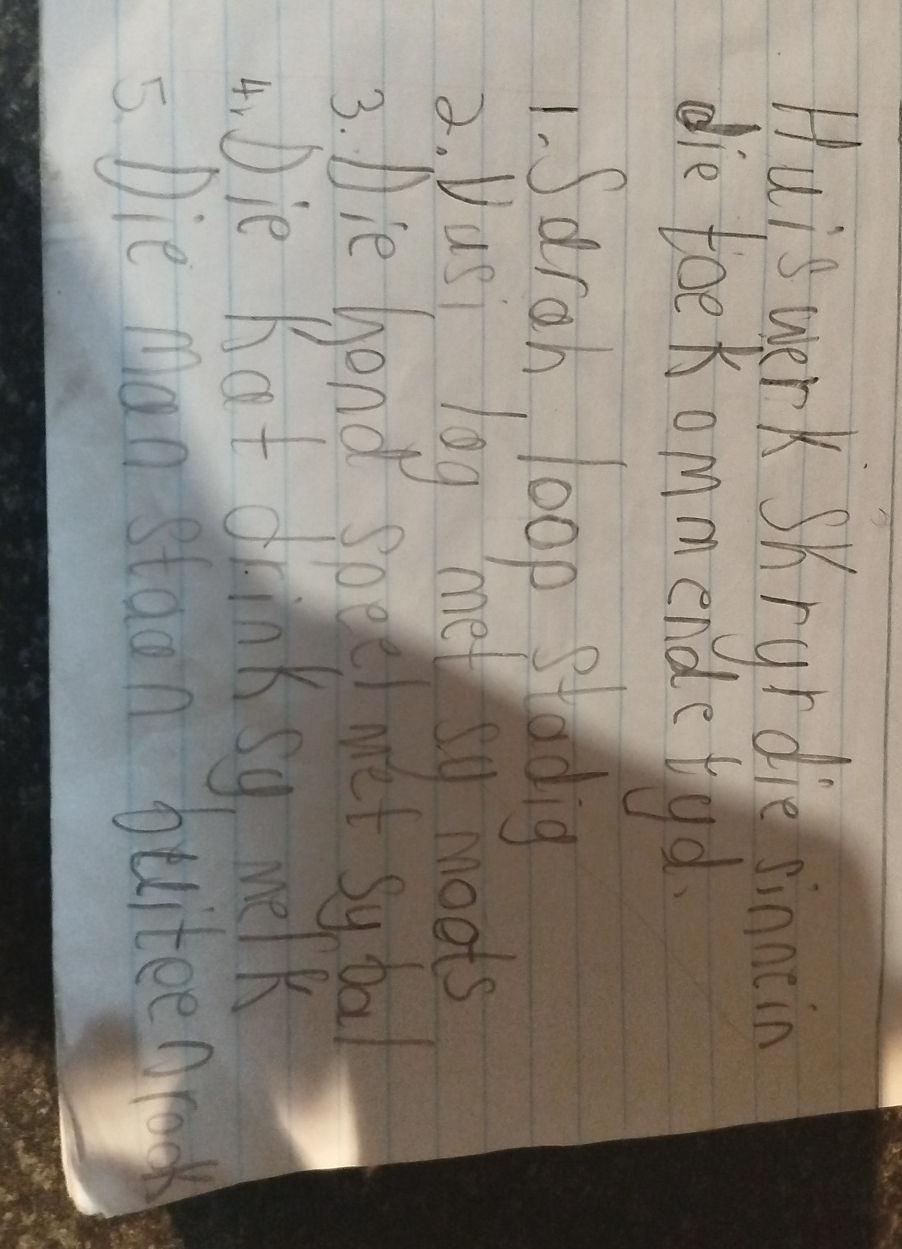 Huiswerk Skrur die sinncin die toekommende | StudyX