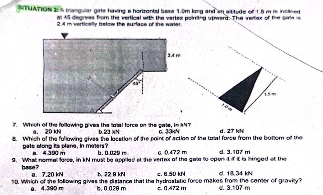 SITUATION 2: A triangular gate having a | StudyX
