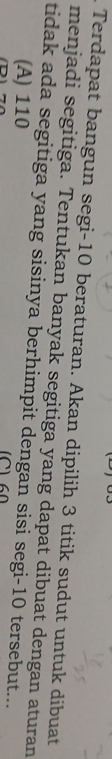 Terdapat bangun segi-10 beraturan. Akan | StudyX