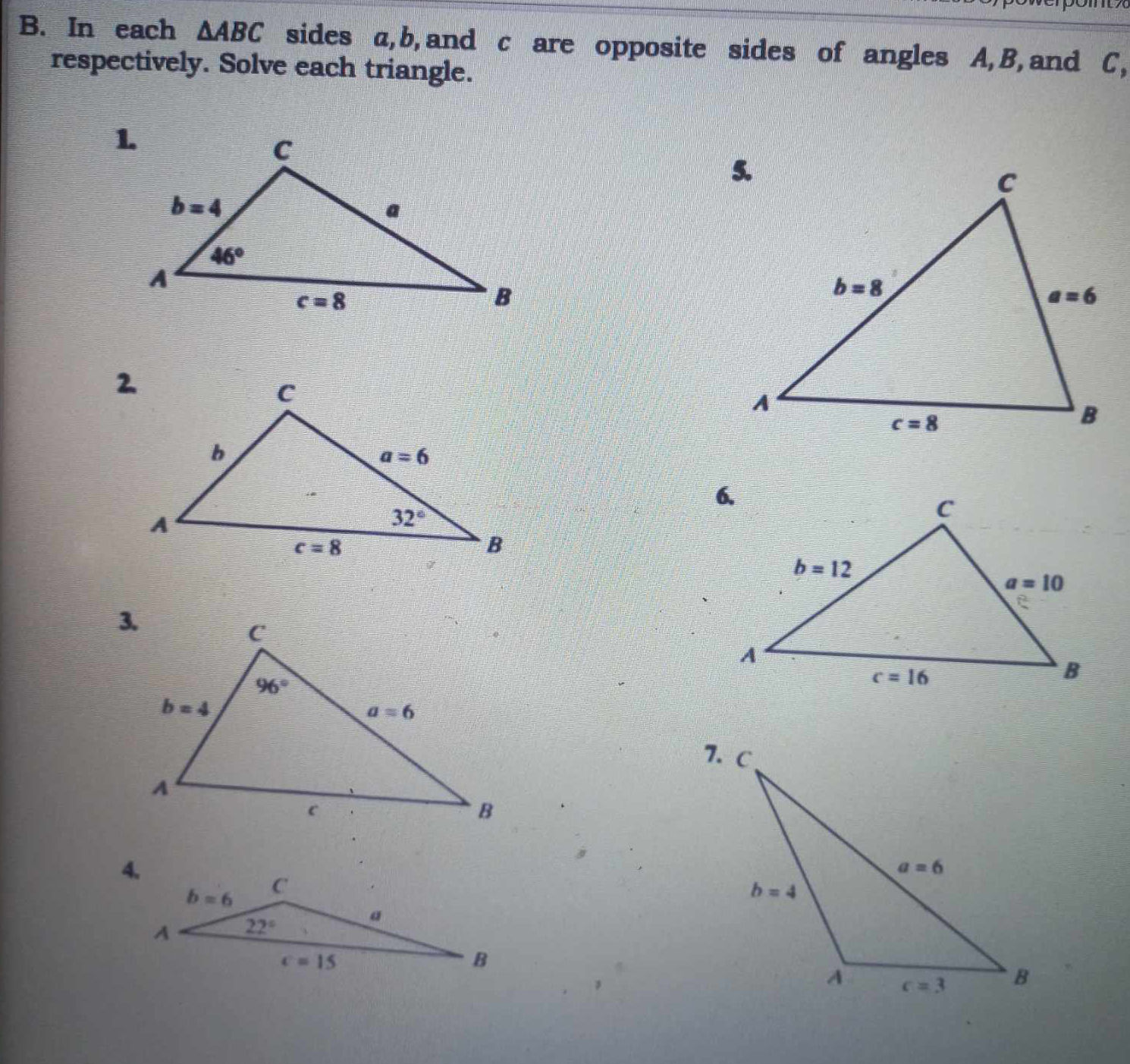 In each \( ABC\) sides \(a, b,\) and \(c\) | StudyX