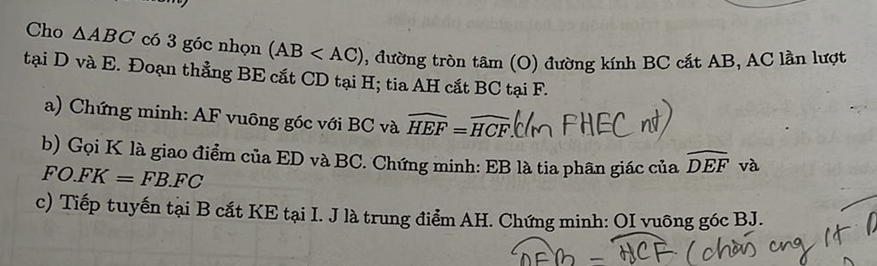 Cho $ ABC$ có 3 góc nhọn (AB