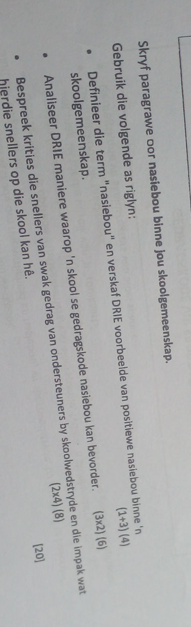 Skryf paragrawe oor nasiebou binne jou | StudyX