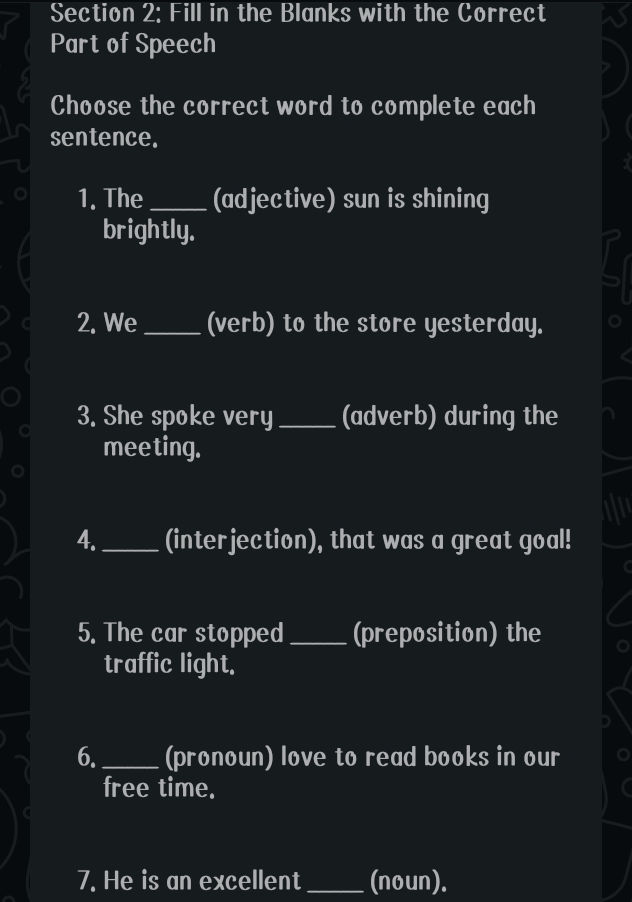 Section 2: Fill in the Blanks with the | StudyX