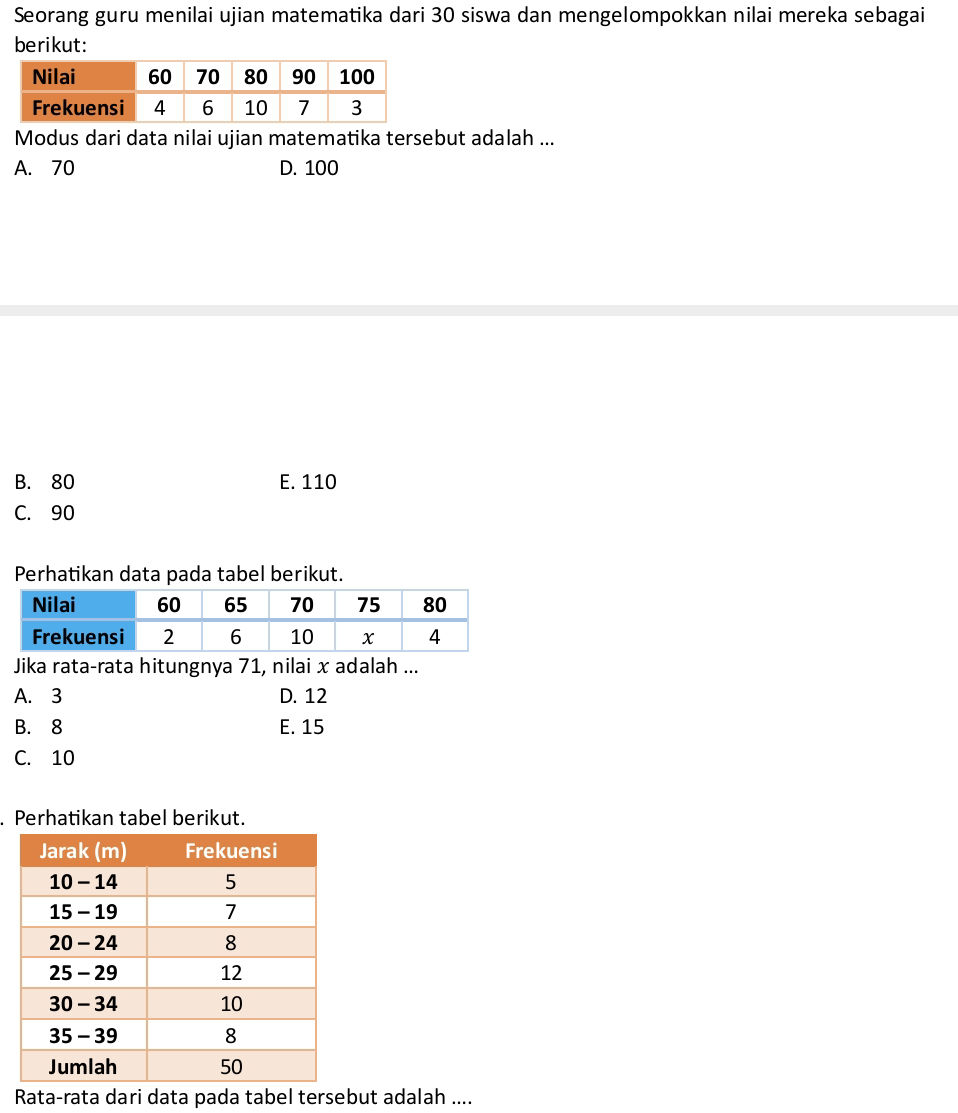 Seorang guru menilai ujian matematika dari | StudyX