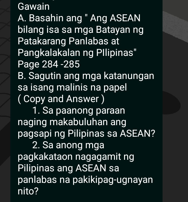 Gawain A. Basahin ang " Ang ASEAN bilang | StudyX