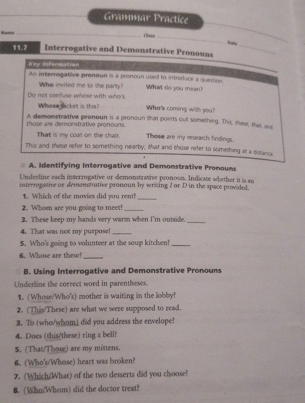 A. Identifying Interrogative and | StudyX