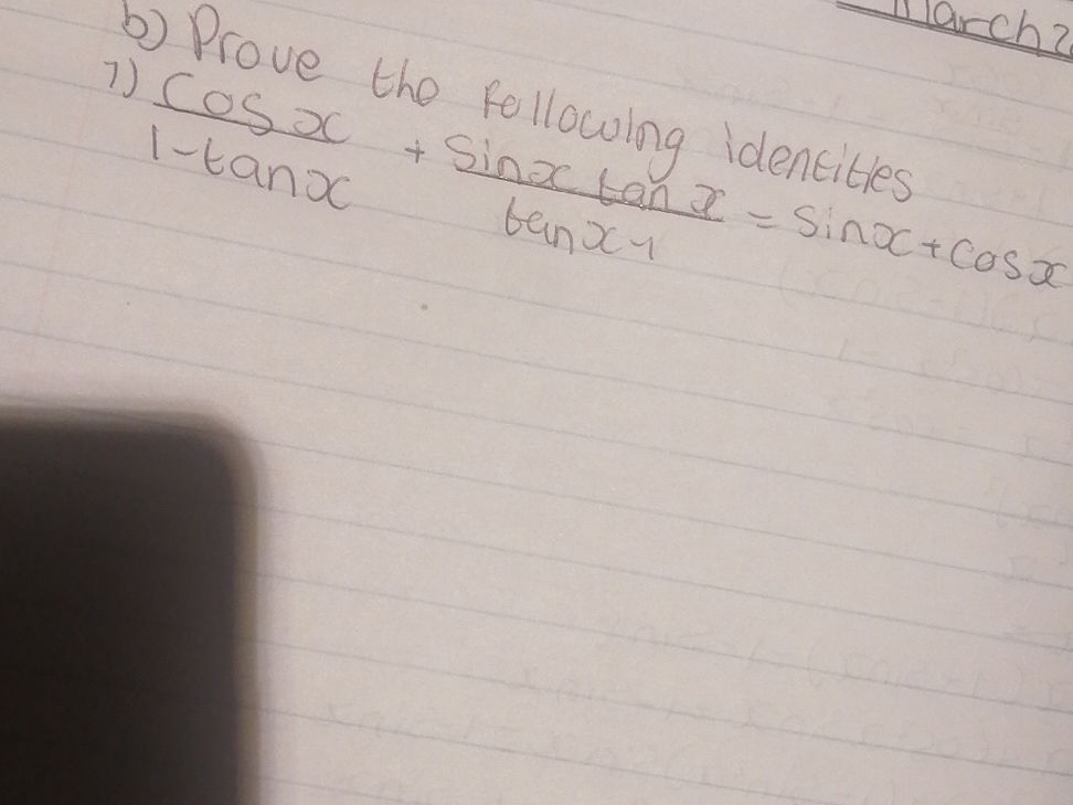 b) Prove the following identities. 1) {cos | StudyX