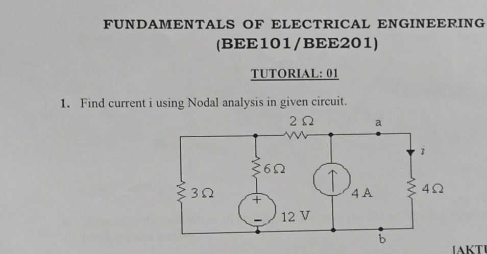 1. Find current i using Nodal analysis in | StudyX