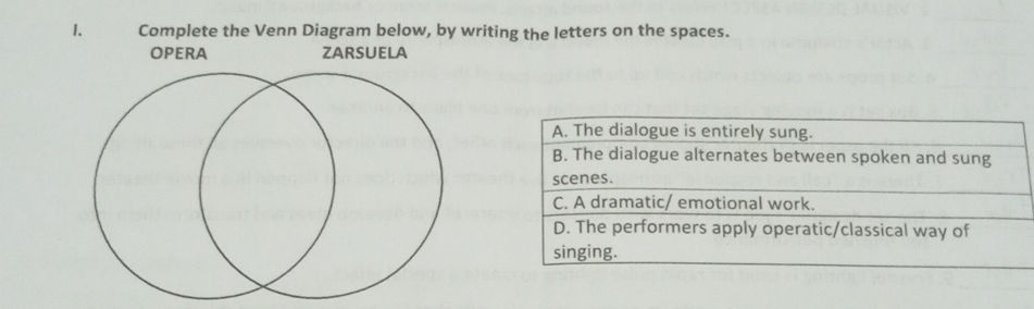 1. Complete the Venn Diagram below, by | StudyX