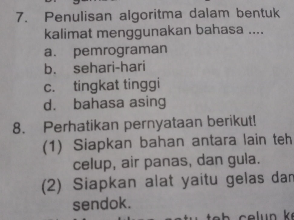 7. Penulisan algoritma dalam bentuk kalimat | StudyX
