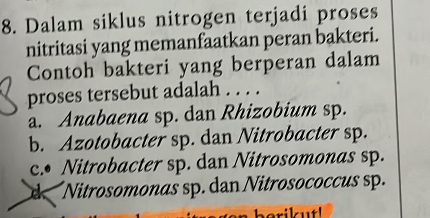 8. Dalam siklus nitrogen terjadi proses | StudyX