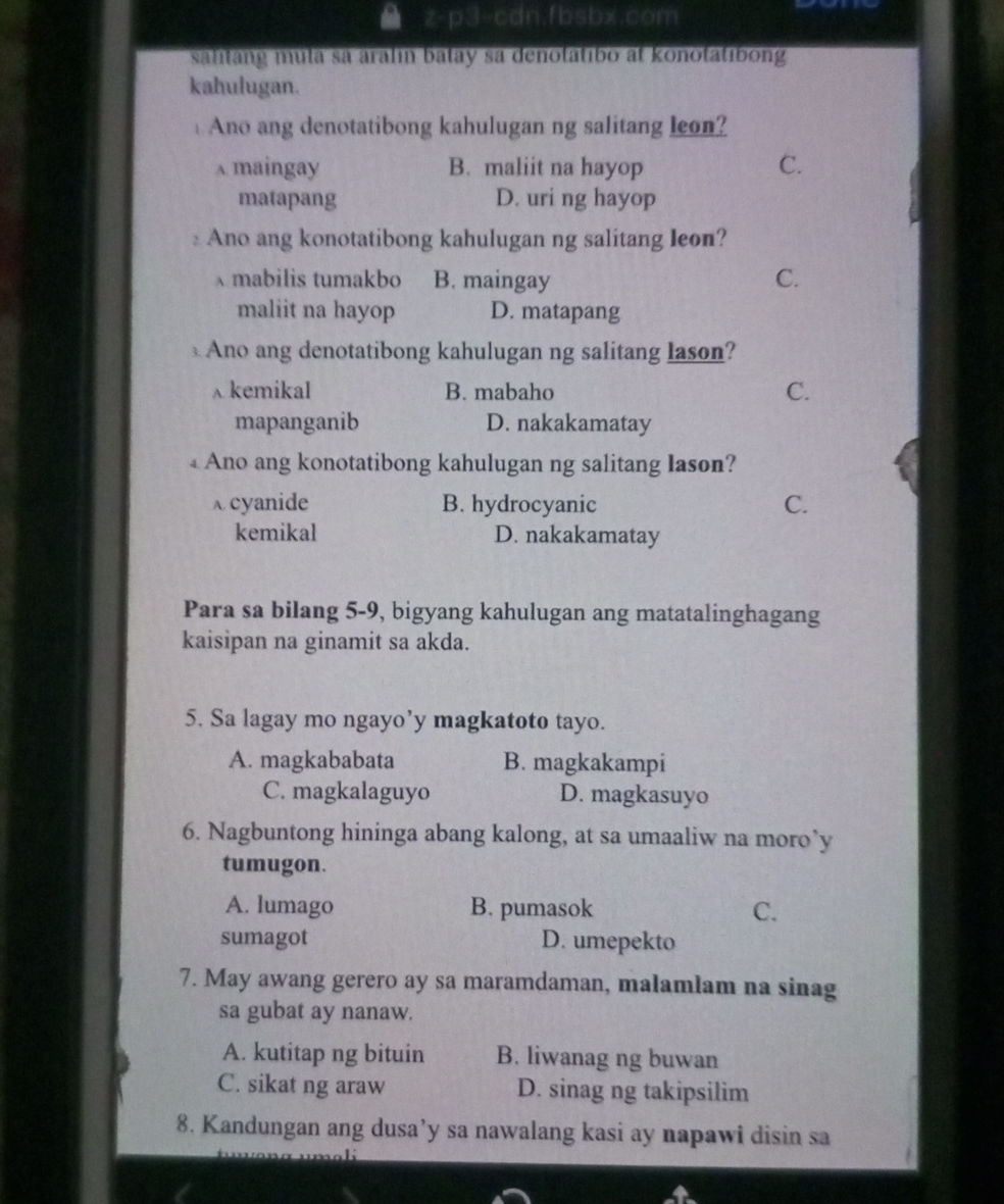 1. Ano ang denotatibong kahulugan ng | StudyX